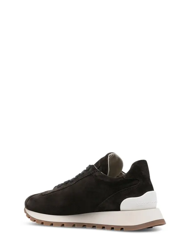 Brunello Cucinelli Monili-detail Suede Sneakers - Brown