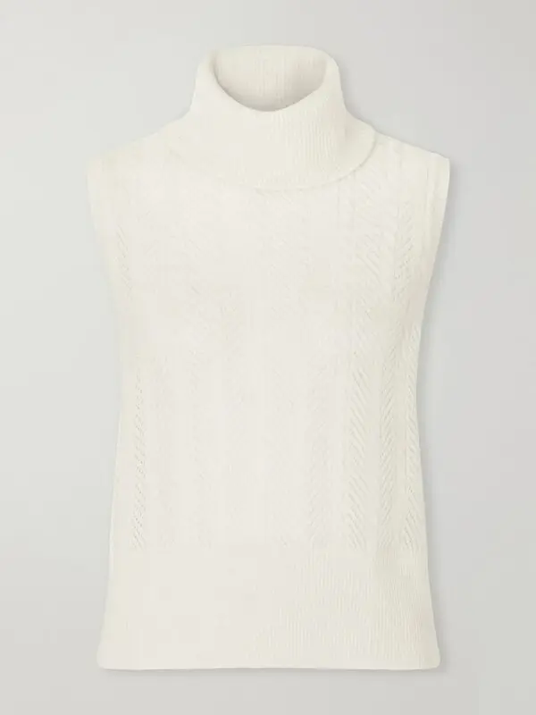Veronica Beard Mazzy Cashmere Turtleneck Sweater Vest - Neutrals