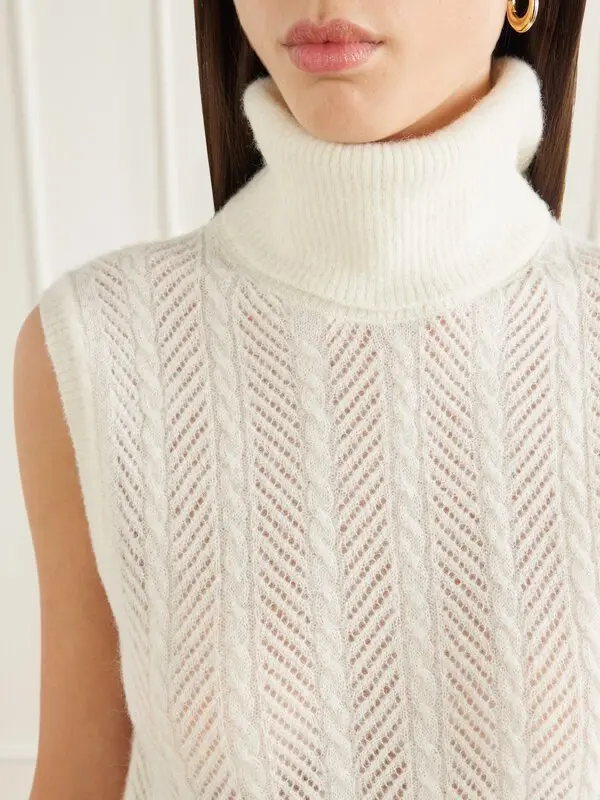 Veronica Beard Mazzy Cashmere Turtleneck Sweater Vest - Neutrals