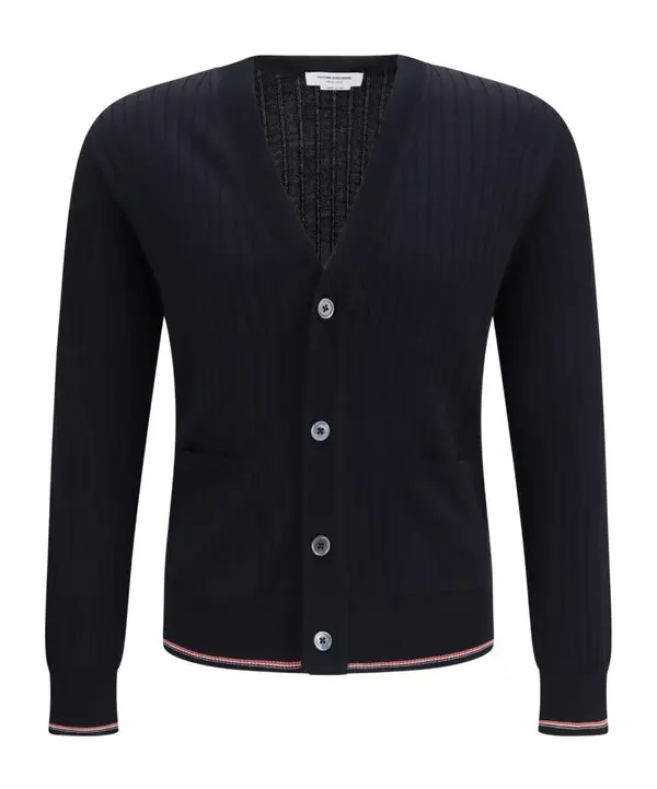 Thom Browne Ribbed V-neck Cardigan
