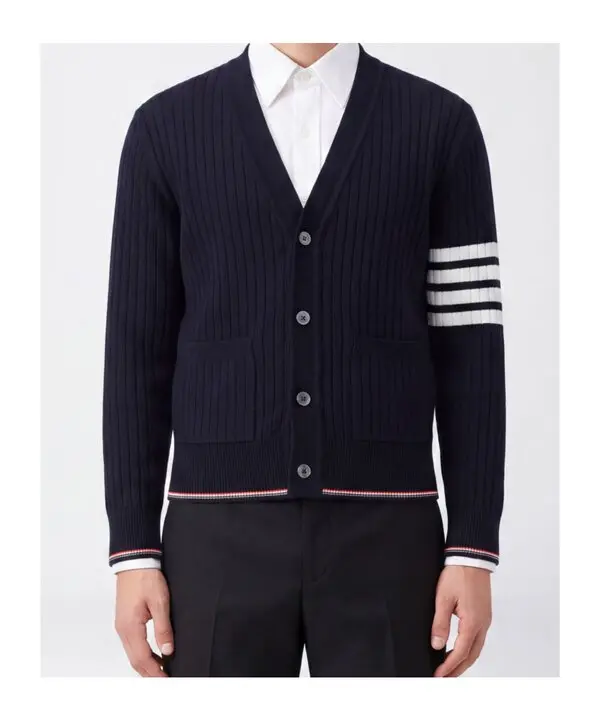 Thom Browne Ribbed V-neck Cardigan