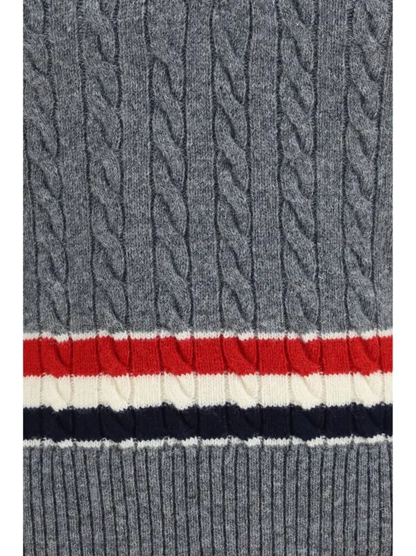 Thom Browne Cable-knit Cricket V-neck Vest - Medium Gray