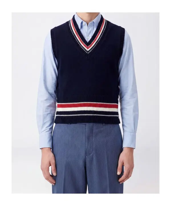 Thom Browne Hector V-neck Knitted Vest