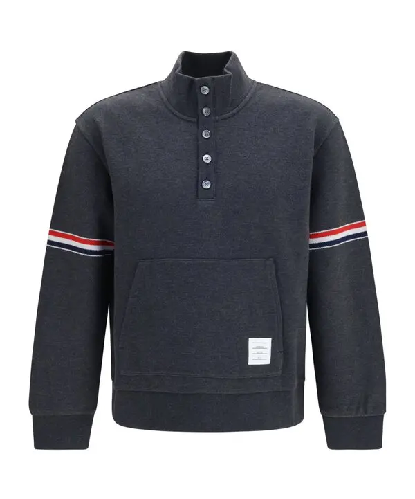 Thom Browne Buttoned High-neck Sweatshirt - Grey