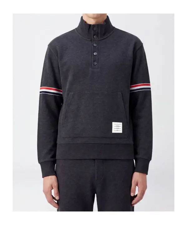Thom Browne Buttoned High-neck Sweatshirt - Grey