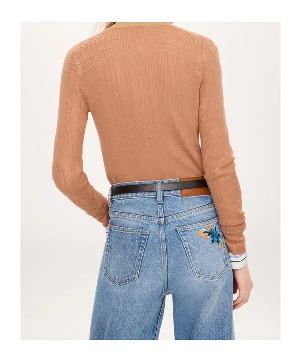 Chloé Mp20 Ribbed Henley Knitted Top - Coffee Powder