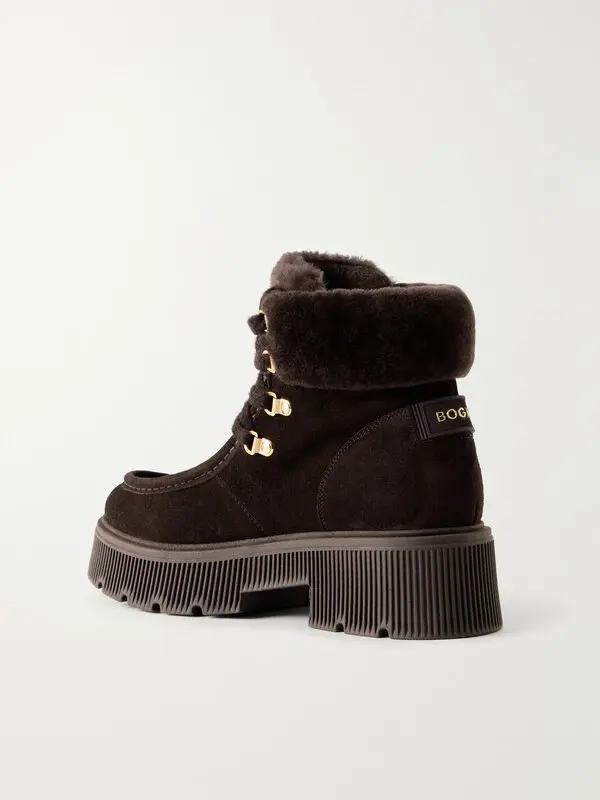 Bogner Turin 10 Suede And Wool-trimmed Ankle Boots - Brown