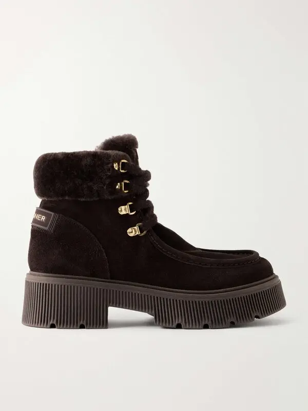Bogner Turin 10 Suede And Wool-trimmed Ankle Boots