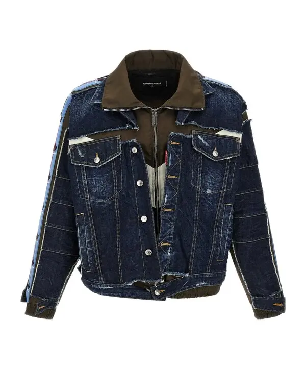 Dsquared2 Front Zip-up Denim Jacket - Navy Blue