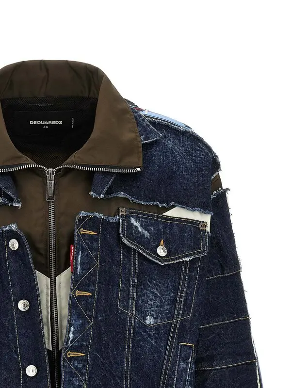 Dsquared2 Front Zip-up Denim Jacket - Navy Blue