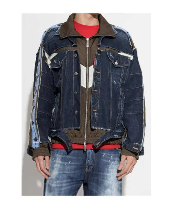 Dsquared2 Front Zip-up Denim Jacket - Navy Blue
