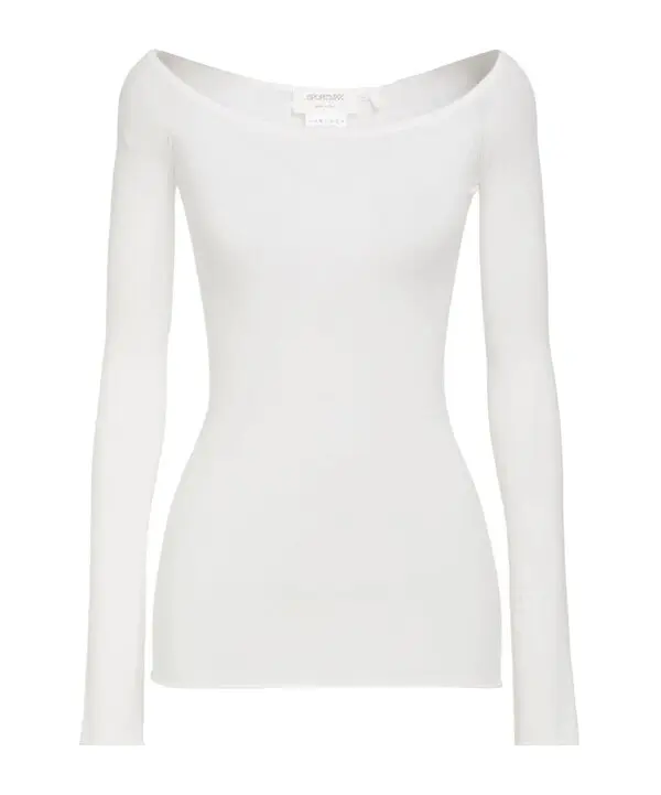 Sportmax Off-the-shoulder Long-sleeve Fitted Knit Top - White