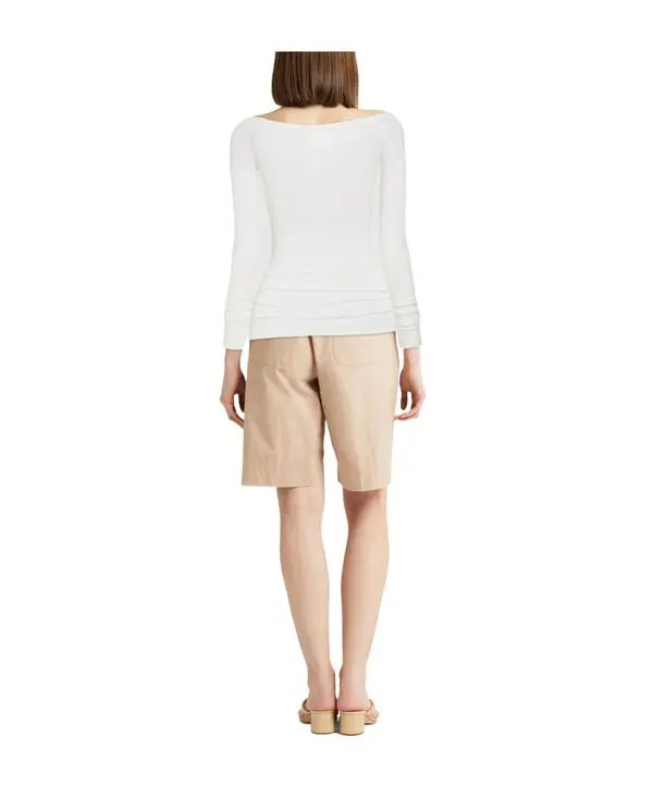 Sportmax Off-the-shoulder Long-sleeve Fitted Knit Top