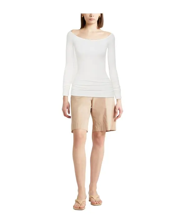 Sportmax Off-the-shoulder Long-sleeve Fitted Knit Top