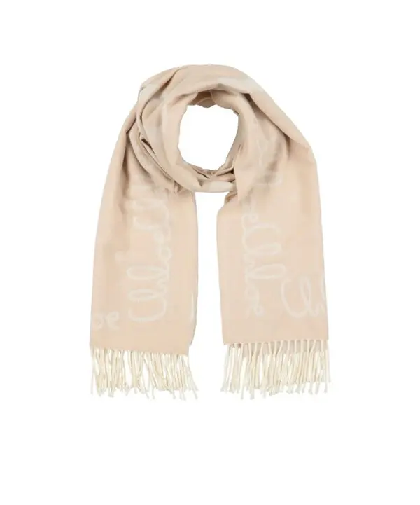 Chloé Printed Wool Scarf - Sand