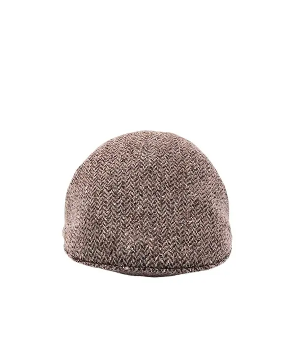 Brunello Cucinelli Herringbone Knit Flat Cap - Dark Brown