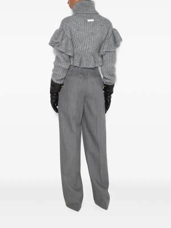 Elisabetta Franchi Ruffled Cropped Knitted Sweater