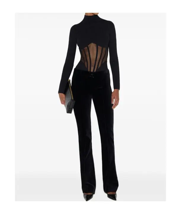 Elisabetta Franchi Color-block Long-sleeve Bodysuit