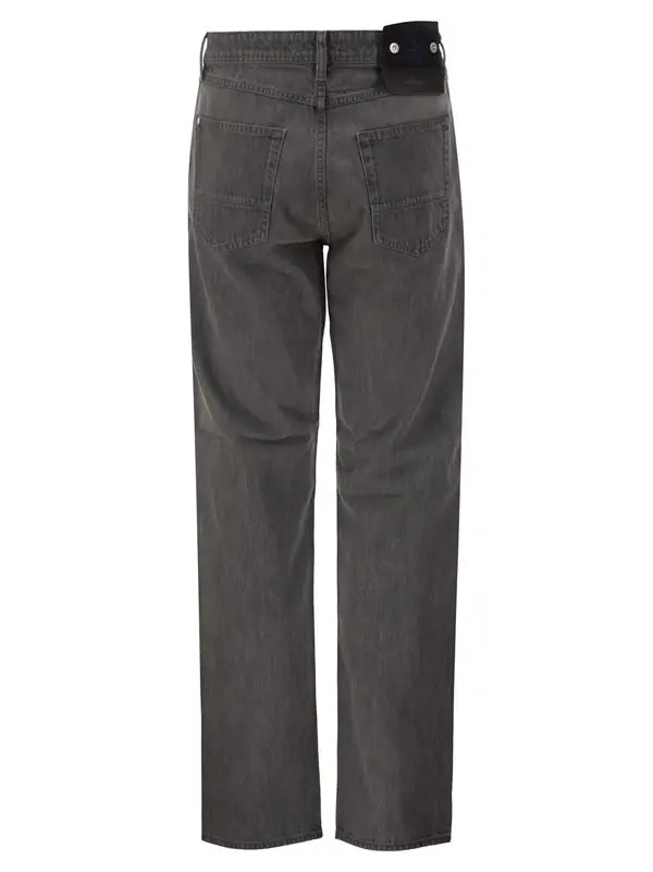 Stone Island Logo Patch Straight Leg Jeans