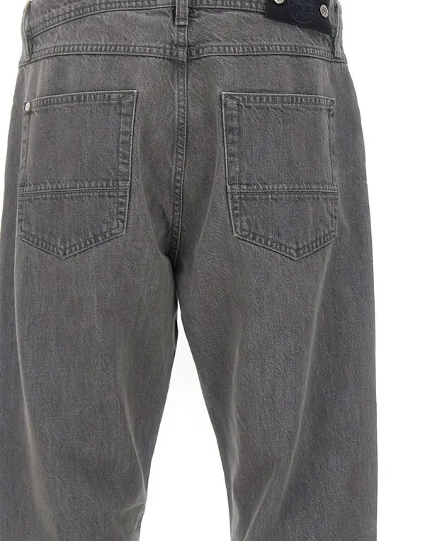 Stone Island Logo Patch Straight Leg Jeans