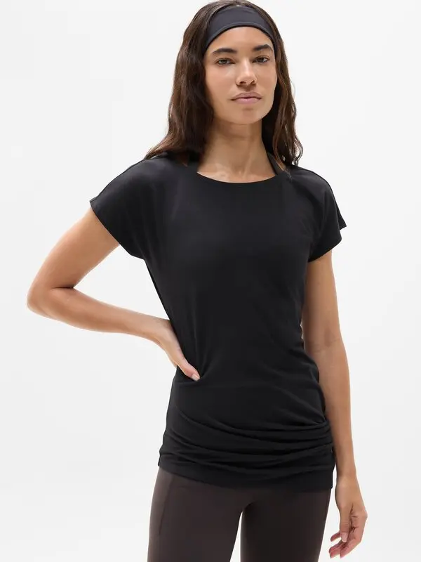 Athleta Dream Drape Asym Tee - Black