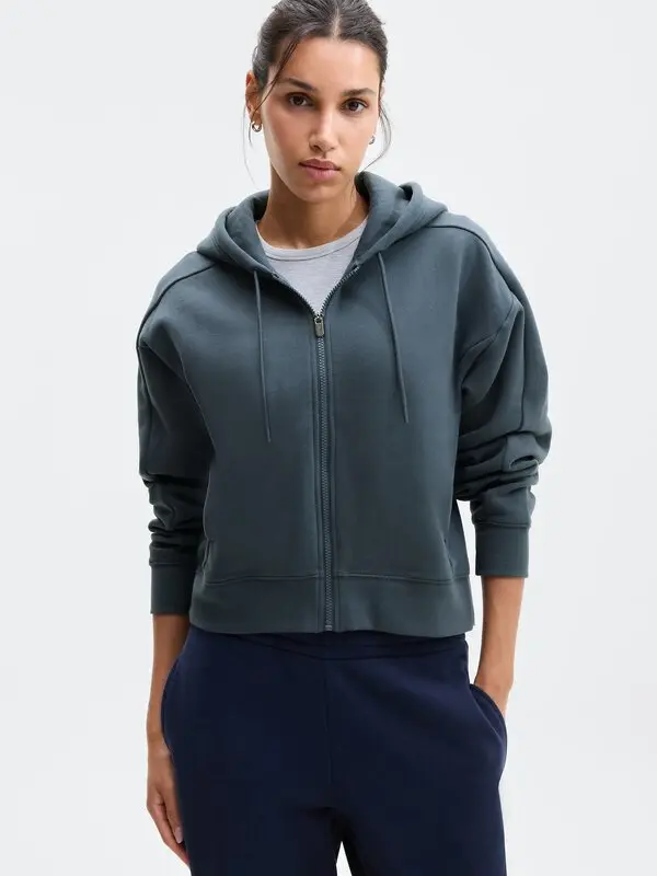 Athleta Forever Fleece Classic Full Zip Sweatshirt - Nightfall