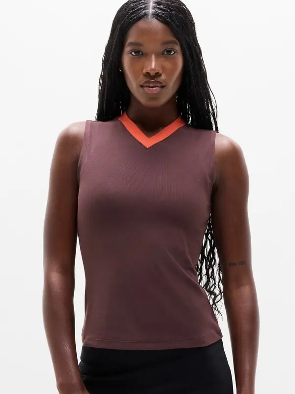 Athleta Signature Rib V-neck Muscle Tank - Nocturnal/ Ember