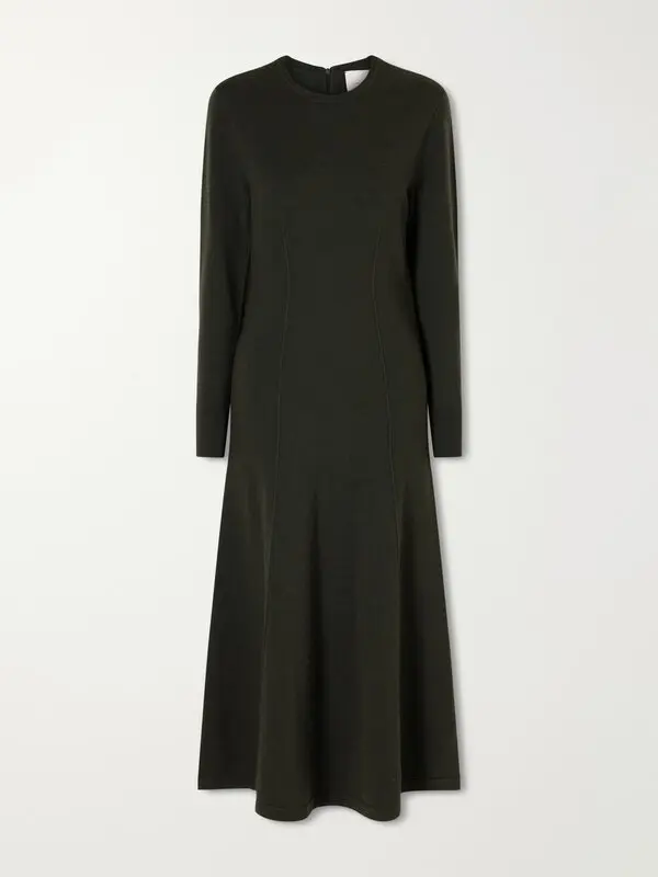 Carolina Herrera Wool And Silk-blend Knitted Midi Dress - Green