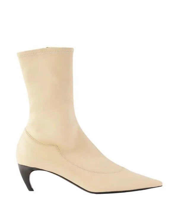 Khaite Valerie 55 Leather Ankle Boots - Neutrals