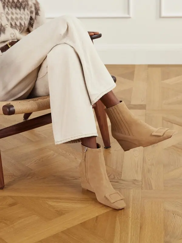 ROGER VIVIER Belle Vivier 60 Suede Ankle Boots - Brown