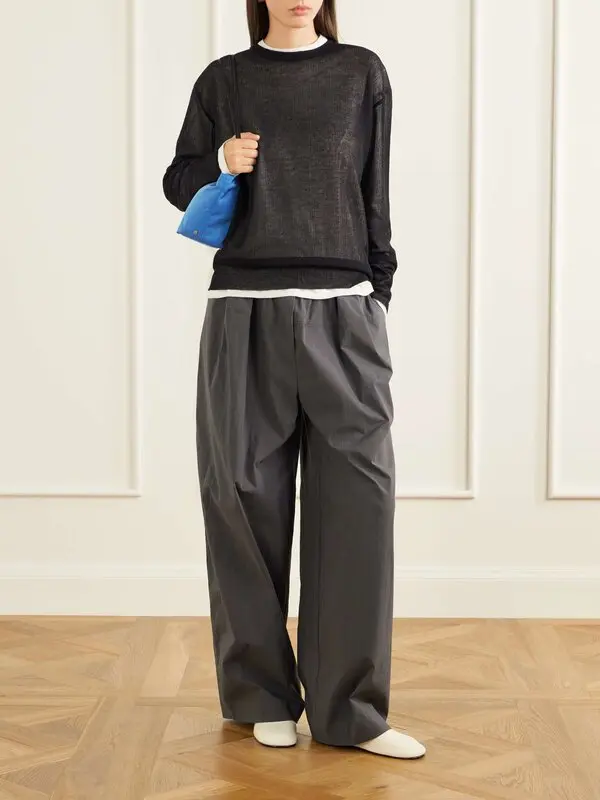 VALESQUE Spaghetti Leather-trimmed Satin Shoulder Bag