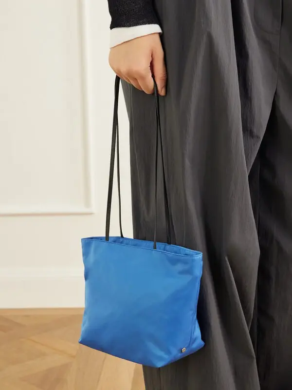 VALESQUE Spaghetti Leather-trimmed Satin Shoulder Bag
