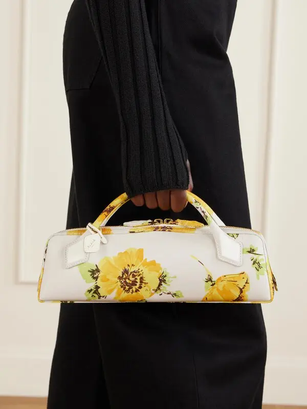 Alaïa Le Teckle Floral-print Twill Clutch - Yellow