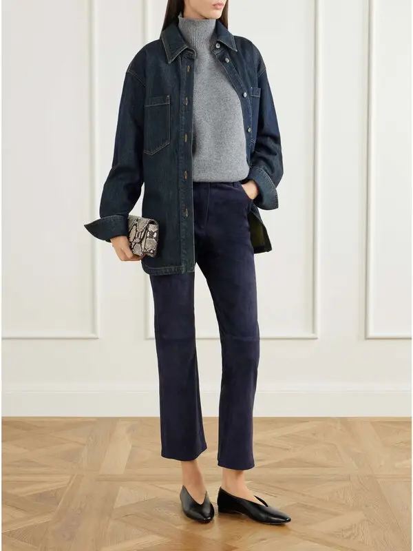 JOSEPH Duke Suede Flared Pants