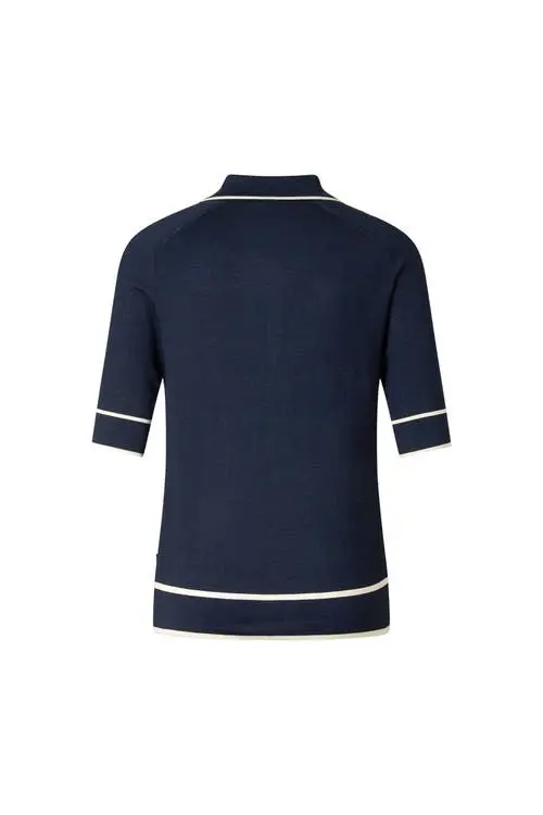 Bogner Peaches Silk Knit Jacket - Navy Blue