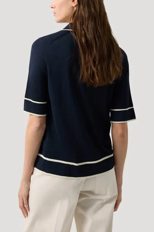 Bogner Peaches Silk Knit Jacket - Navy Blue