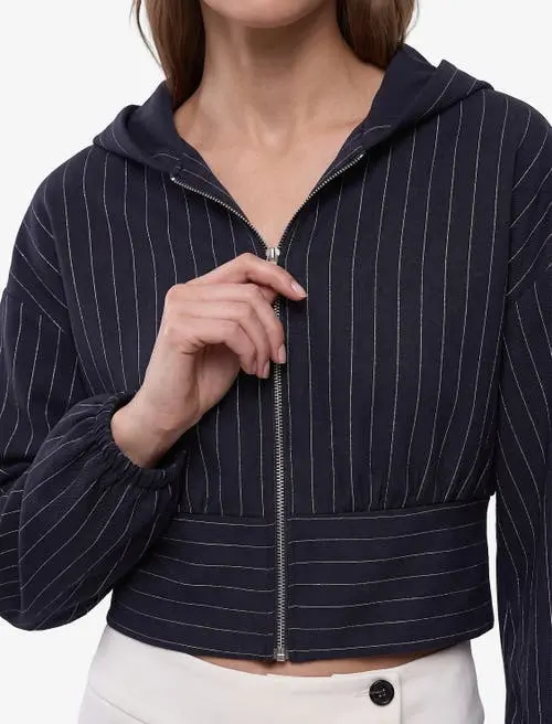 Koton Long Sleeve Hooded Pinstripe Jacket