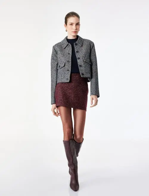 Koton Long Sleeve Collared Tweed Jacket