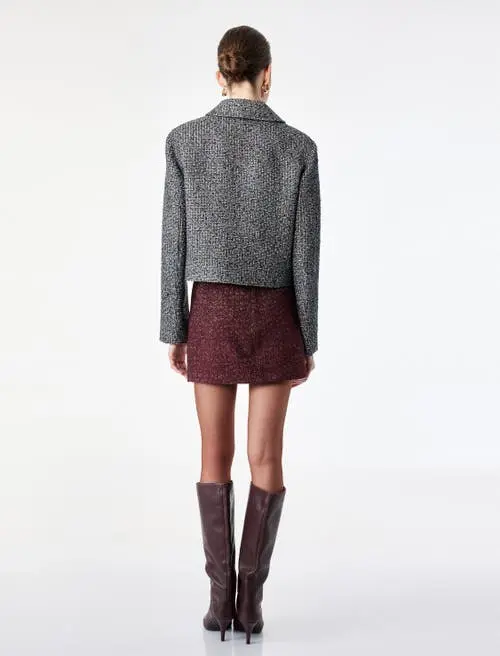 Koton Long Sleeve Collared Tweed Jacket