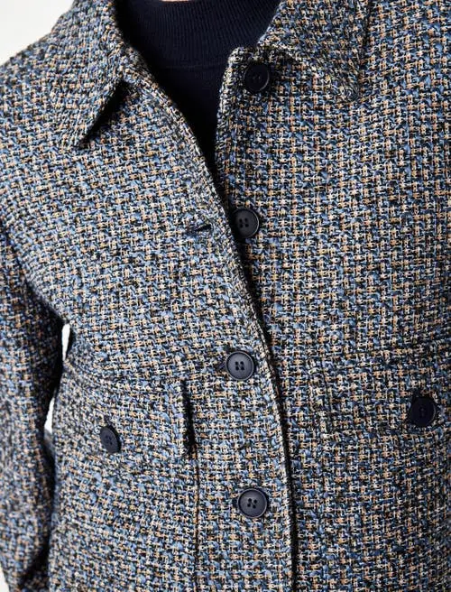 Koton Long Sleeve Collared Tweed Jacket