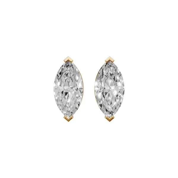 AYA FINE JEWELRY Quinn 3 Carat Marquise Cut Igi Certified Lab Grown Diamond Stud Earrings In Gold - Yellow