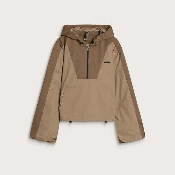 SKIMS Woven Cotton Half Zip Pullover - Desert