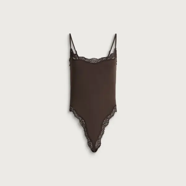 SKIMS Fits Everybody Lace Cami Bodysuit - Espresso