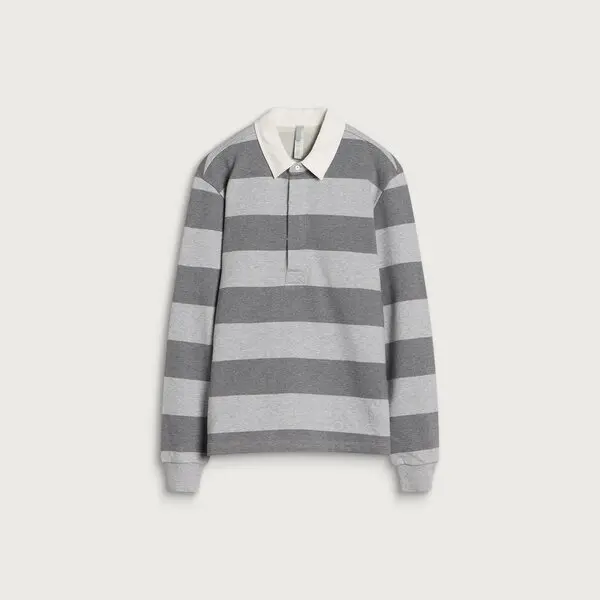 SKIMS Boyfriend Fleece Polo - Grey Heather Multi