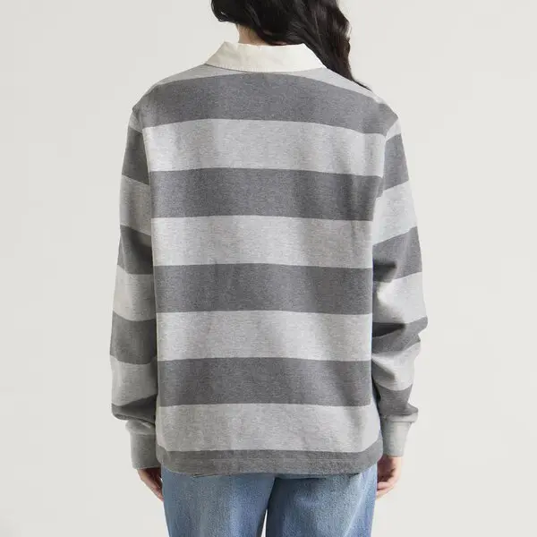 SKIMS Boyfriend Fleece Polo - Grey Heather Multi