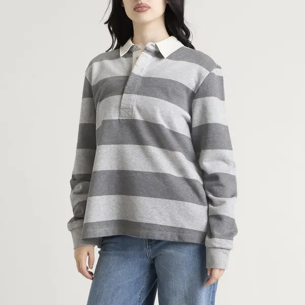 SKIMS Boyfriend Fleece Polo - Grey Heather Multi