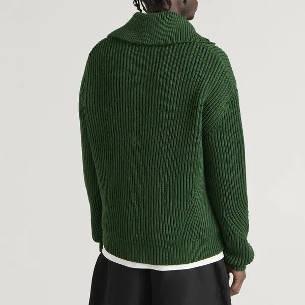 Dries Van Noten Mallawi Ribbed Polo Jumper - Green