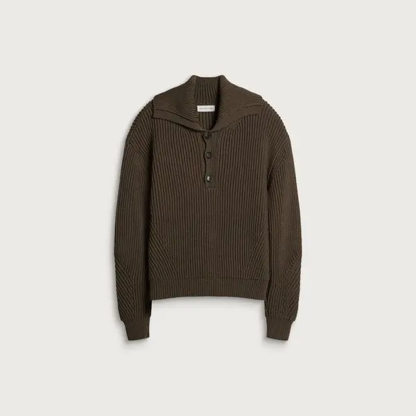 Dries Van Noten Mallawi Ribbed Polo Jumper - Brown
