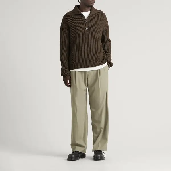 Dries Van Noten Mallawi Ribbed Polo Jumper - Brown