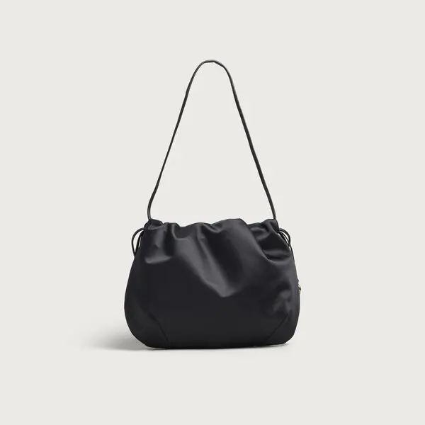 LIFFNER Charm Pouch Satin Shoulder Bag - Black/gold